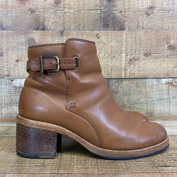 Clarks | Shoes | Clarks Ankle Booties Womens 7 Cognac Brown Distressed ...